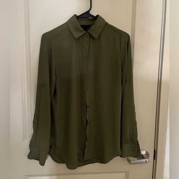 Tops | Olive Green Long Sleeve Button Down | Poshmark